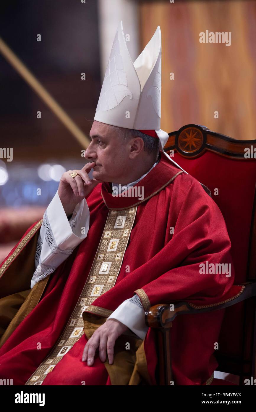 Cardinal Mauro Gambetti leads a mass on the fourth day of the ...
