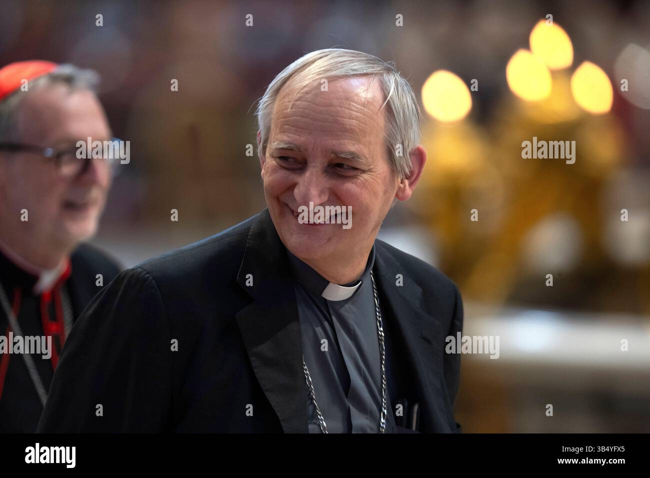 Cardinal Matteo Zuppi arrives for a mass on the fifth day of the ...
