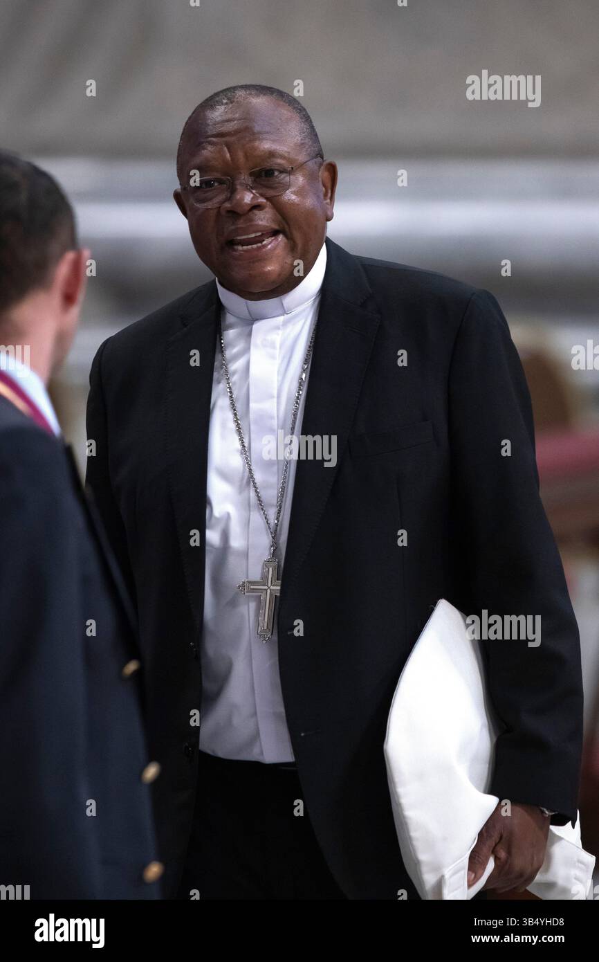 Cardinal Fridolin Ambongo Besungu arrives for a mass on the fifth day ...
