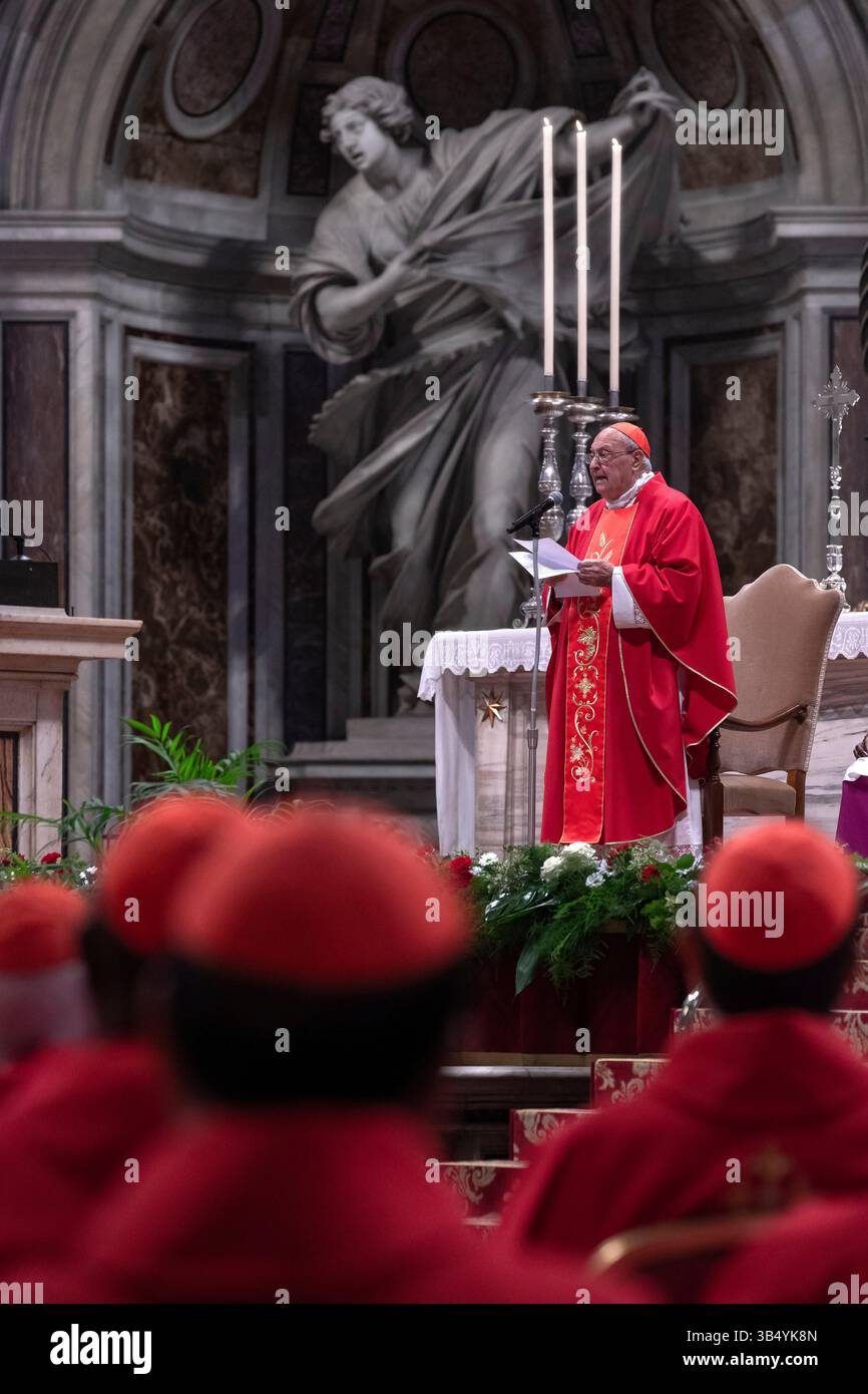Cardinal Leonardo Sandri leads a mass on the fifth day of the ...