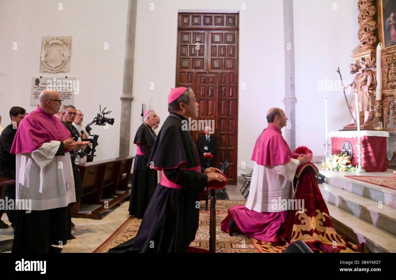 The new bishop of Tenerife, Eloy Santiago (1r) and the Apostolic Nuncio ...