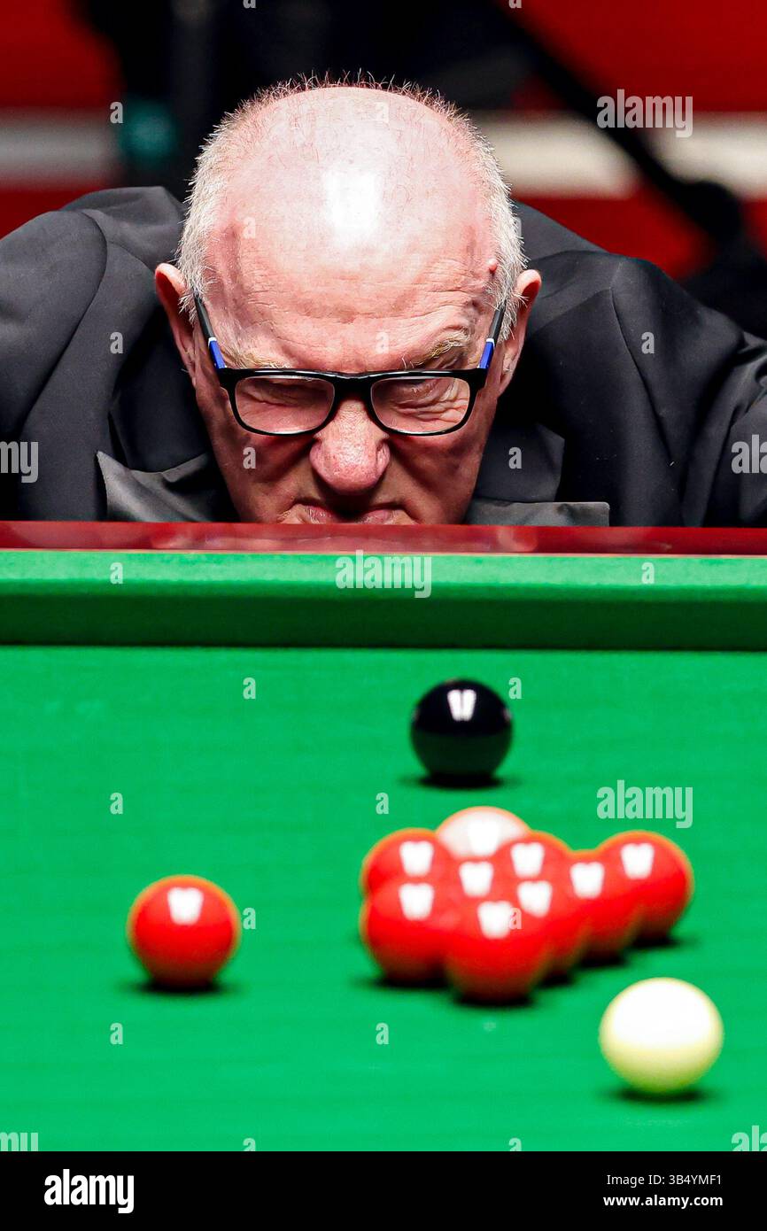 Referee Leo Scullion checks the position of the pink ball during the ...