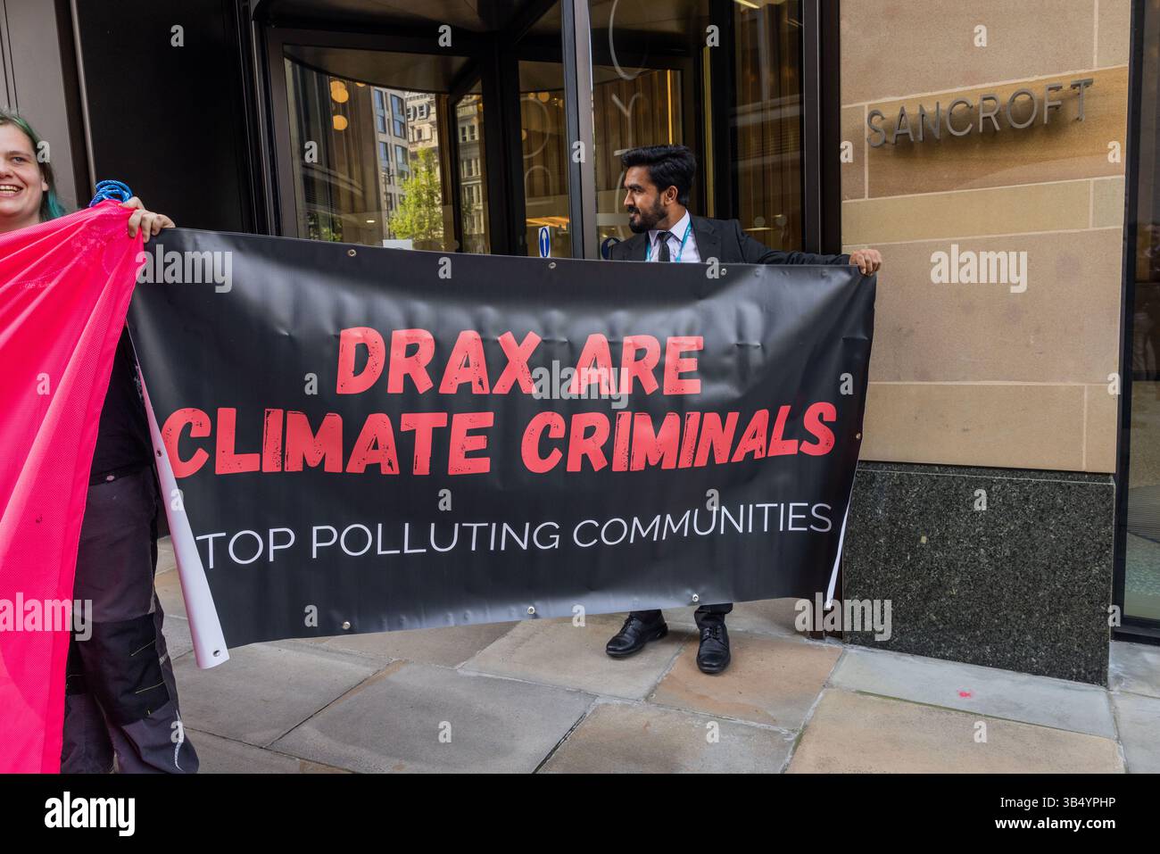 London, UK. 01 MAY, 2025. A member of the security team holds a "Drax ...