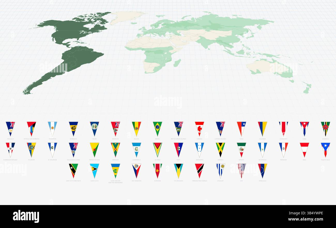 Complete Set of American Country Flags in Vertical Triangle Format ...