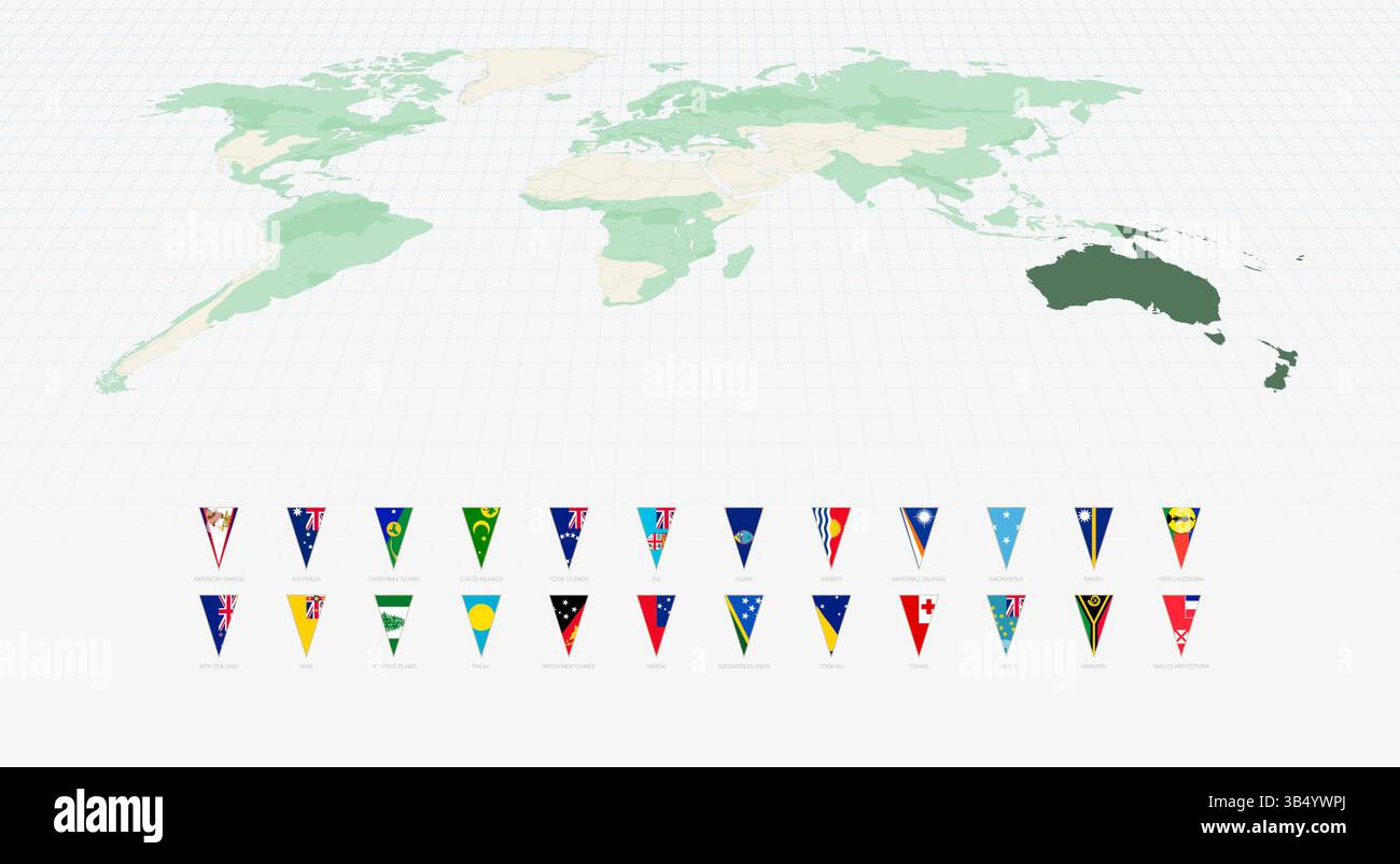 Complete Set of Oceanian Country Flags in Vertical Triangle Format ...