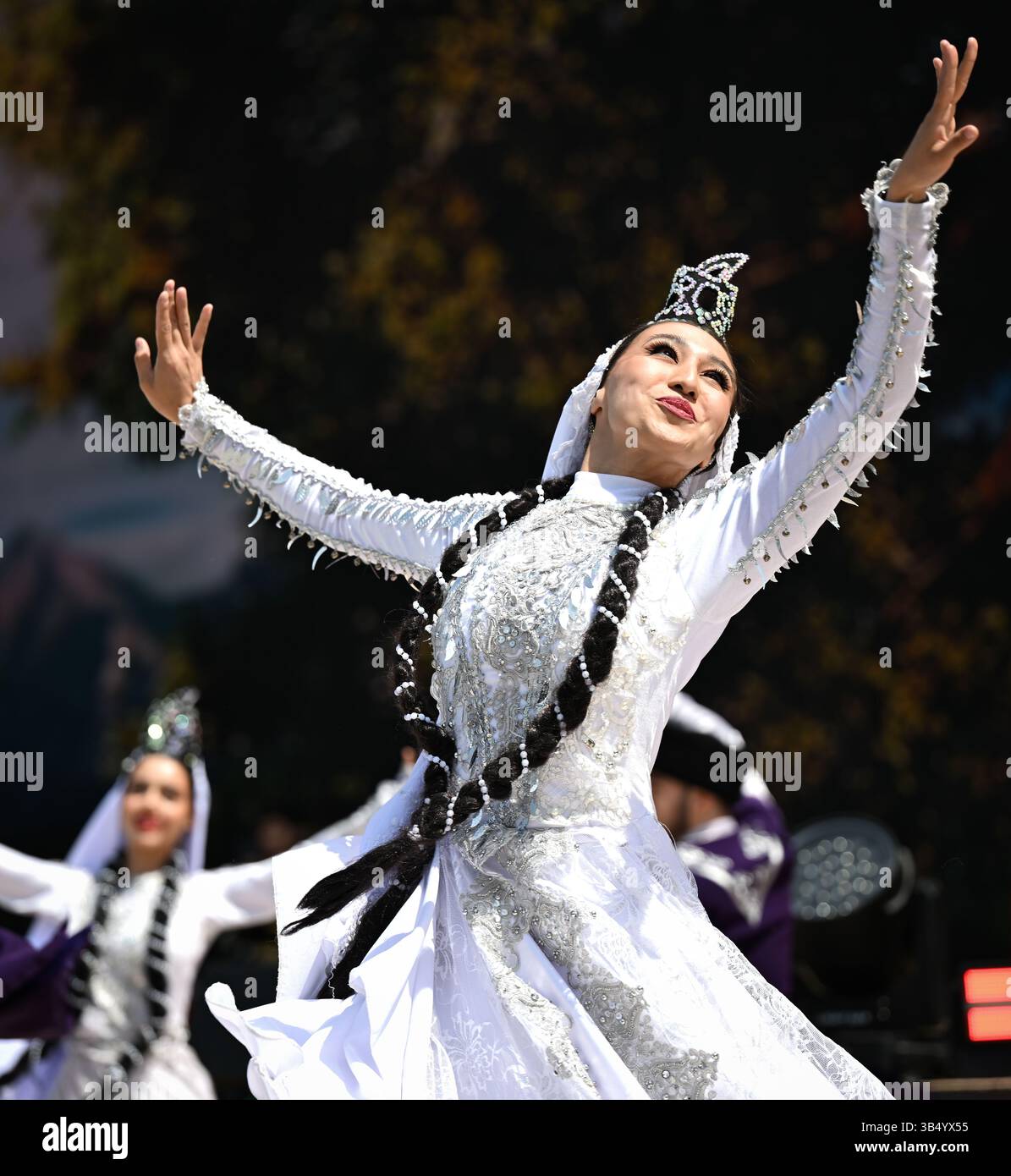 Almaty, Kazakhstan. 1st May, 2025. Actresses perform dance during a ...