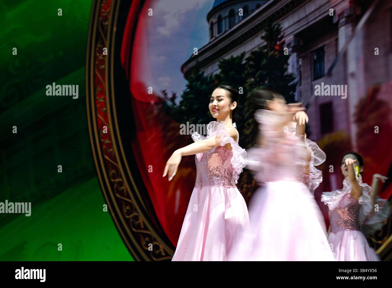 Almaty, Kazakhstan. 1st May, 2025. Actresses perform dance during a festival celebrating ...
