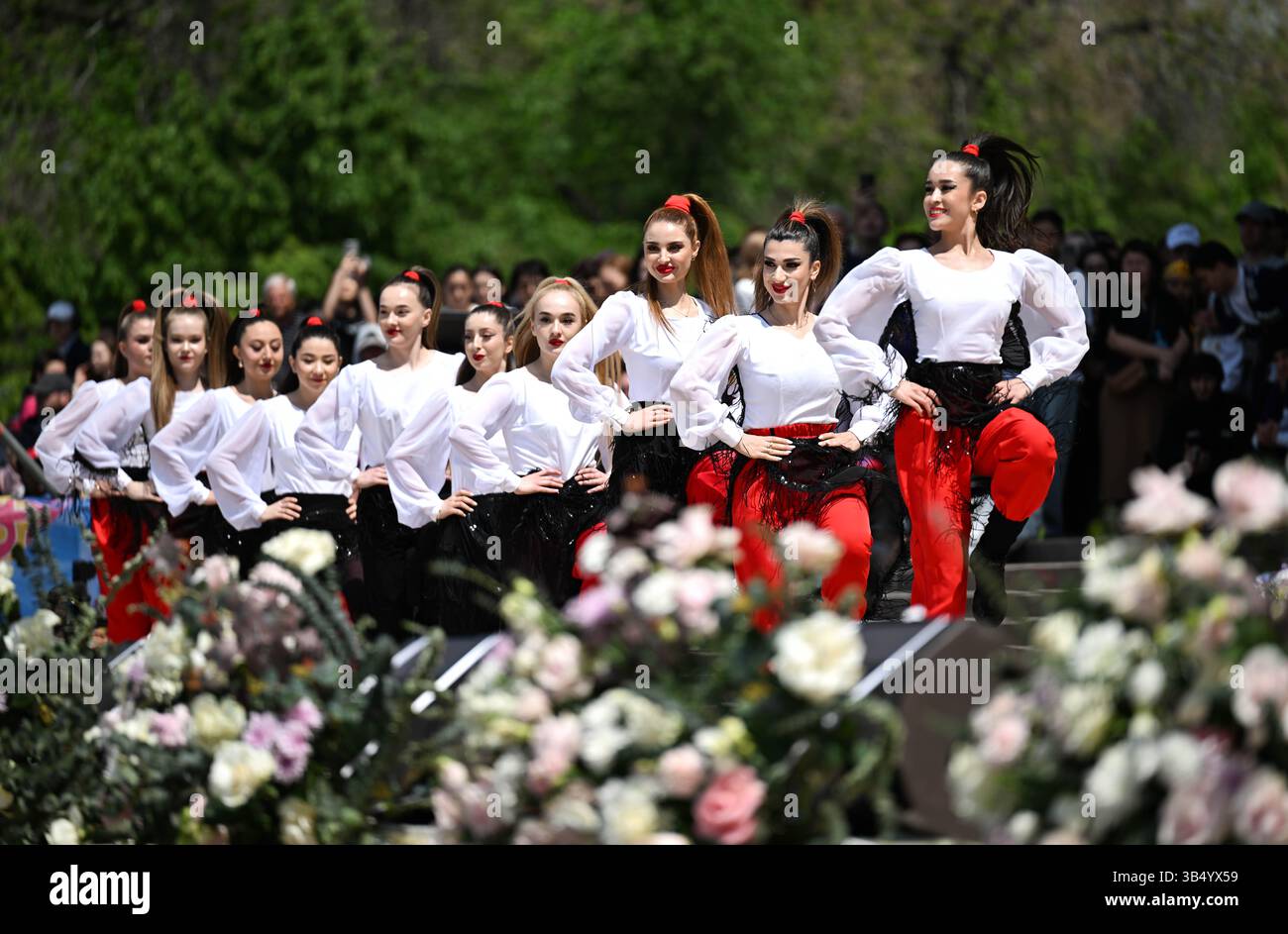 Almaty, Kazakhstan. 1st May, 2025. Actresses perform dance during a festival celebrating ...