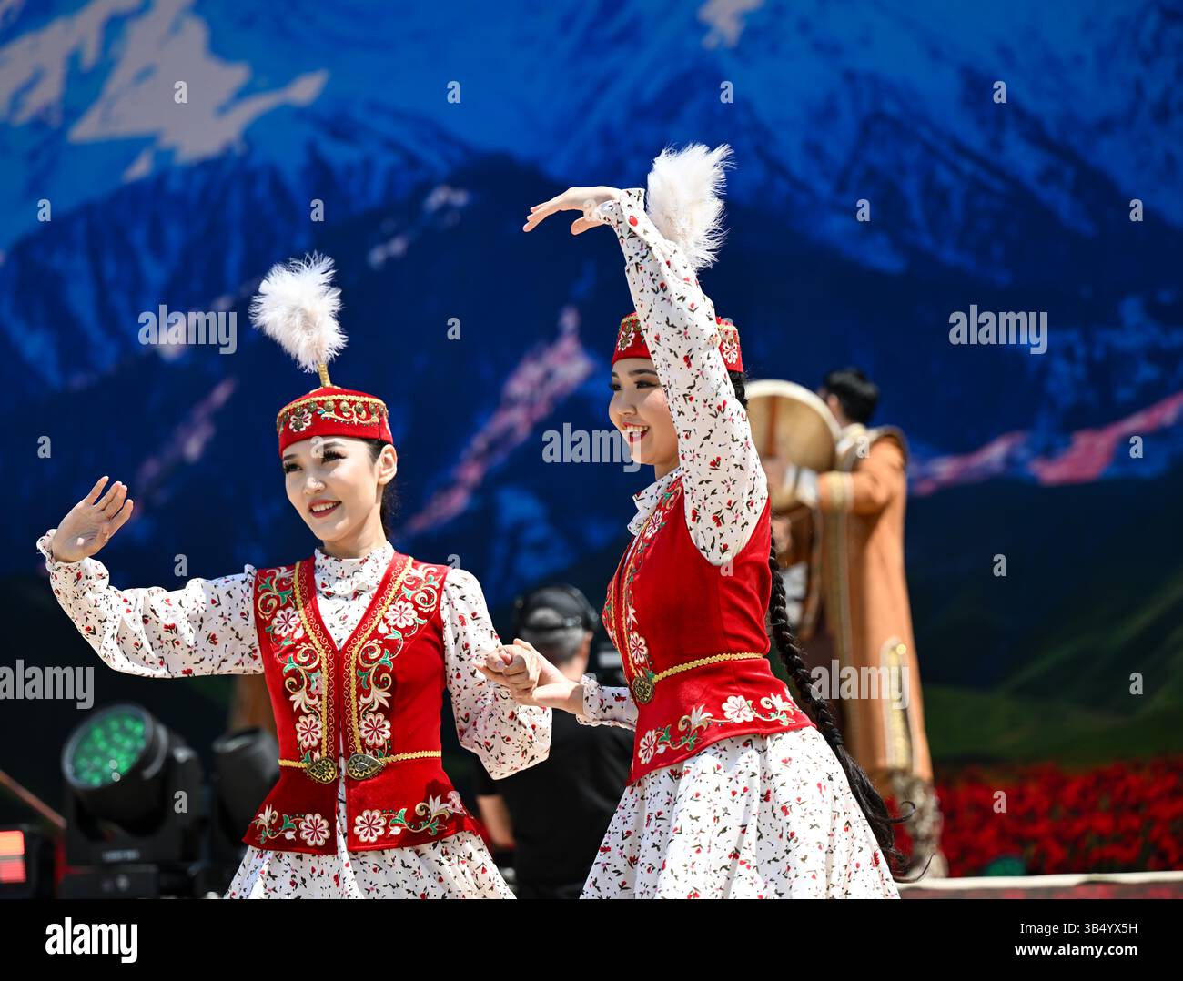 Almaty, Kazakhstan. 1st May, 2025. Actresses perform dance during a festival celebrating ...