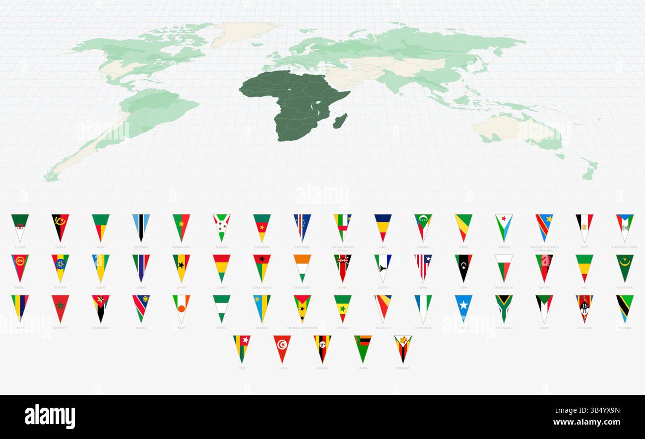 Complete Set of African Country Flags in Vertical Triangle Format ...