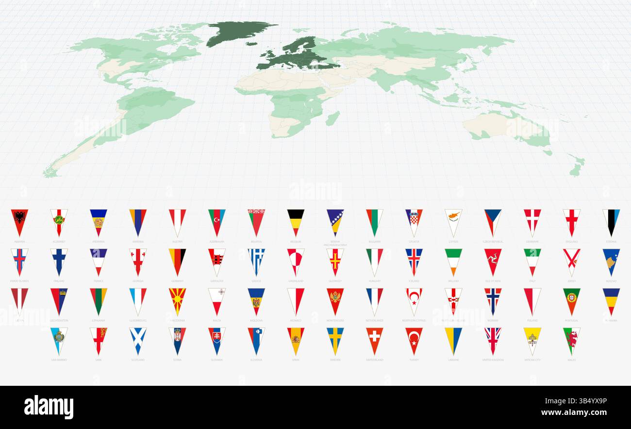 Complete Set of European Country Flags in Vertical Triangle Format ...