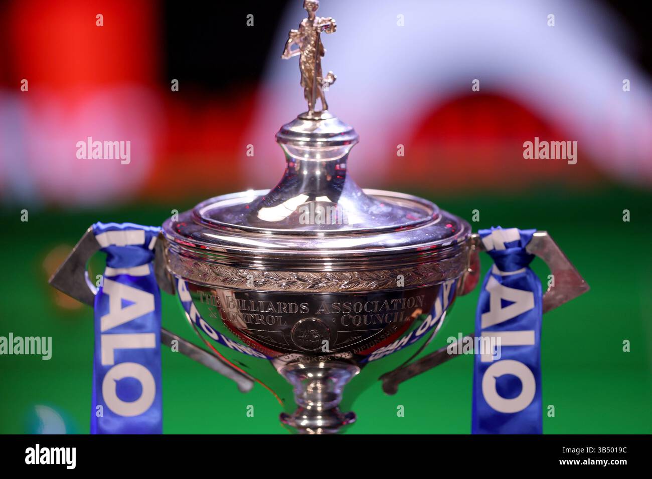 The Halo World snooker championship trophy on display on day thirteen ...