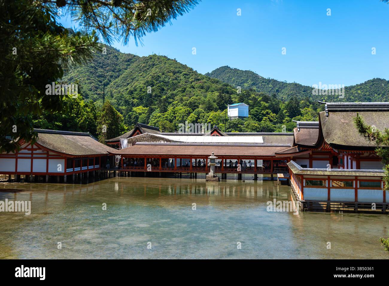 Traditional wooden buildings of Itsukushima shrine, a historic Shinto ...