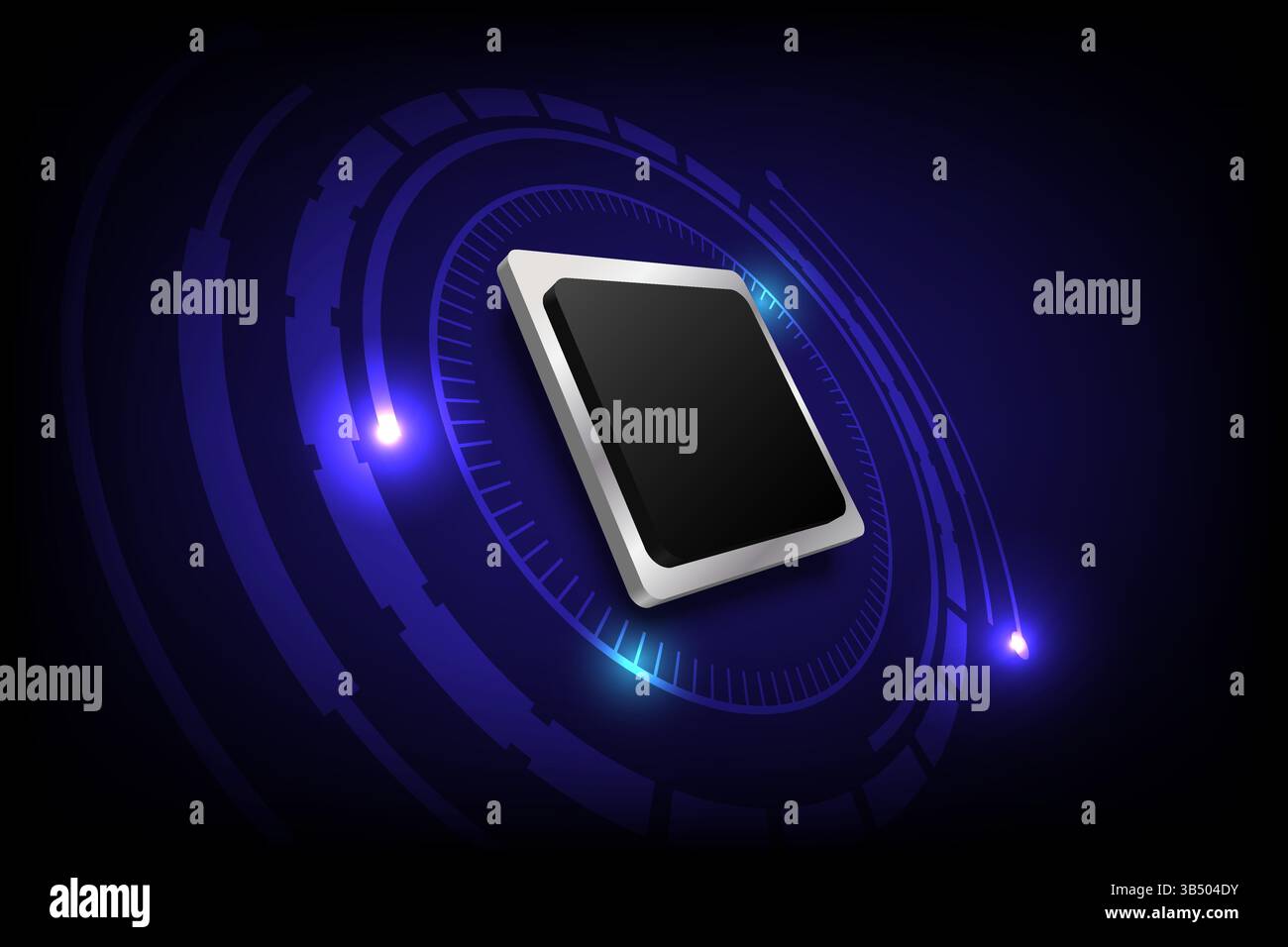 hi-tech technology microchip processor, information processing Concept, vector illustration ...