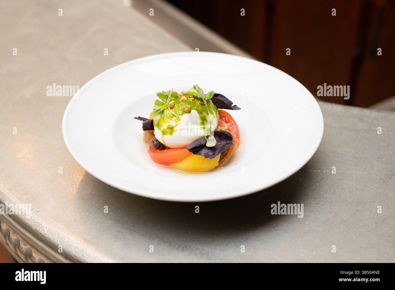 Elegant Burrata & Heirloom Tomato Dish – Gourmet Appetizer in Fine ...