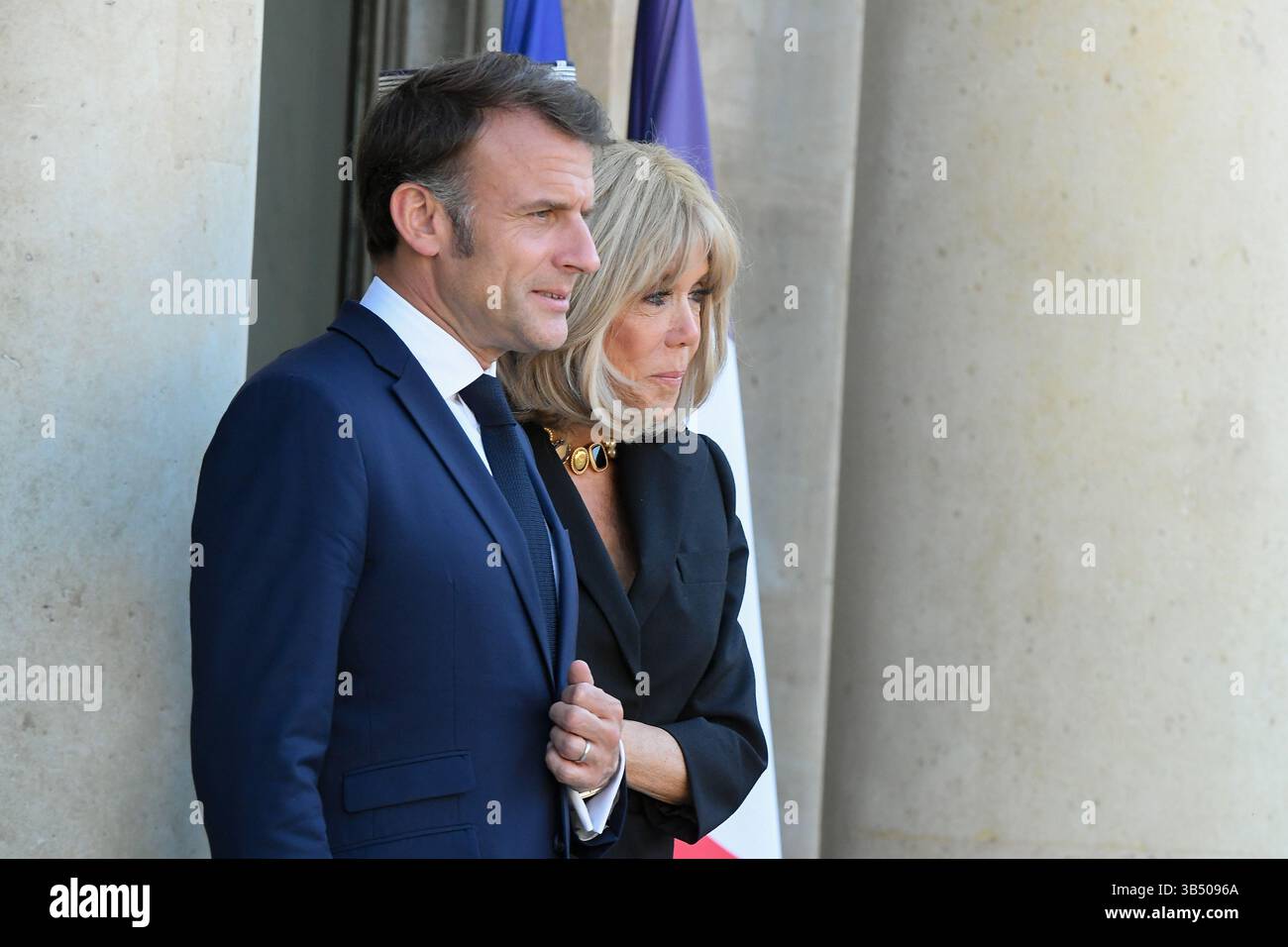 The President of the Republic Emmanuel Macron and Mrs. Brigitte Macron ...