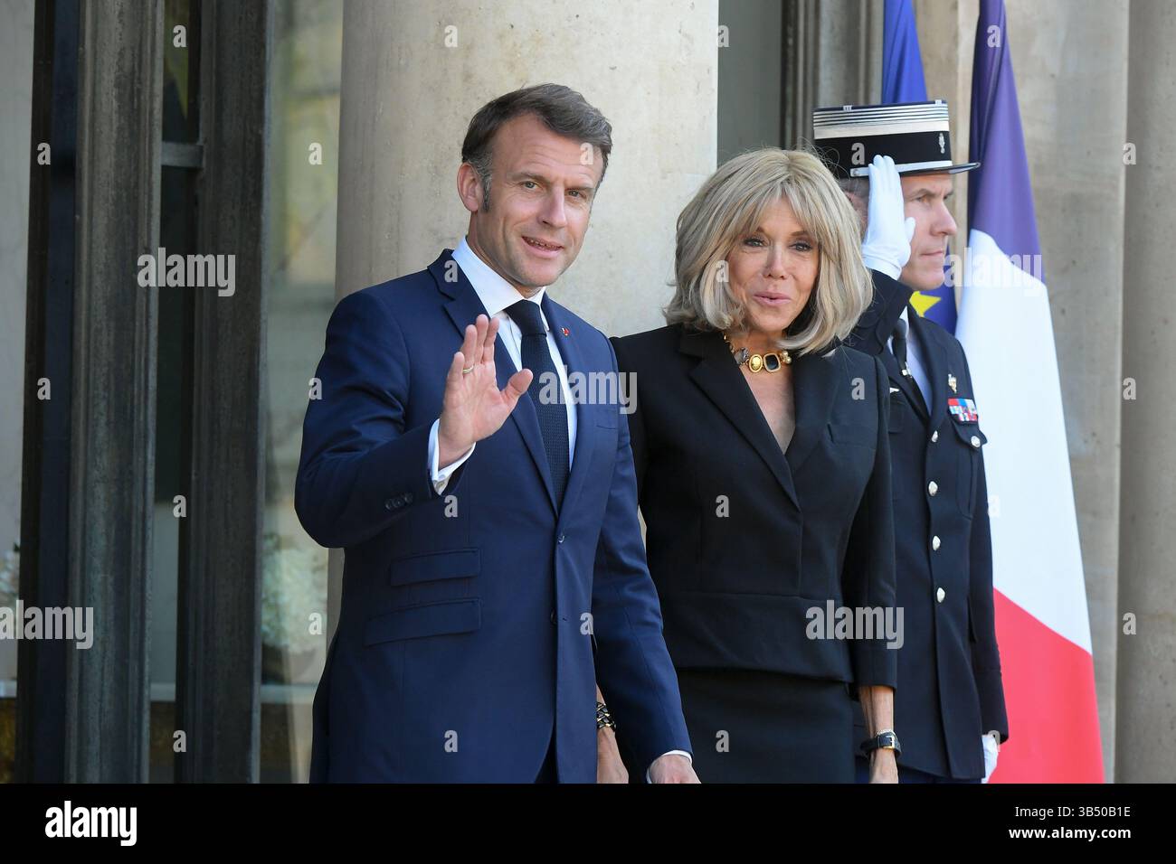 The President of the Republic Emmanuel Macron and Mrs. Brigitte Macron ...