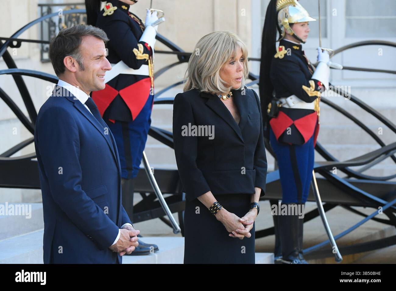 The President of the Republic Emmanuel Macron and Mrs. Brigitte Macron ...