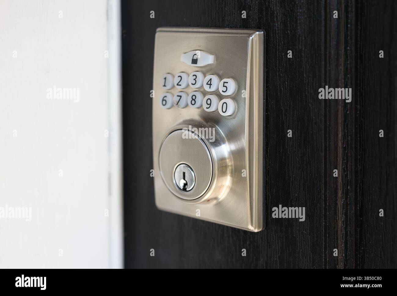 Electric door keypad, close up. Keyless door access number pad ...
