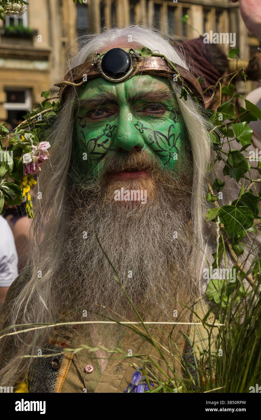 Glastonbury, England. 1 May 2025. Green Man at the Beltane celebrations ...