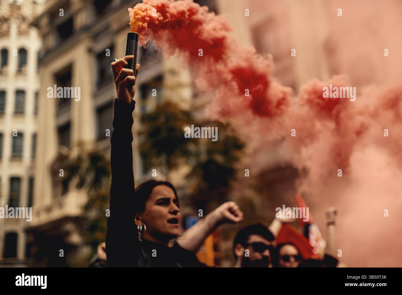 Barcelona, Spain. 1st May, 2025. Communists demonstrate for the working ...