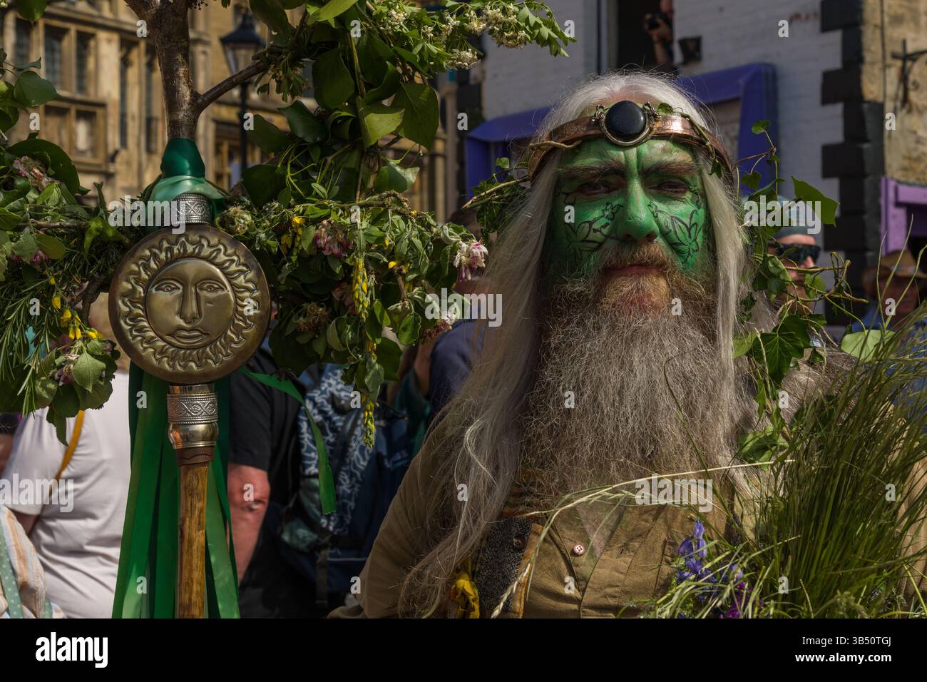 Glastonbury, England. 1 May 2025. Green Man at the Beltane celebrations ...