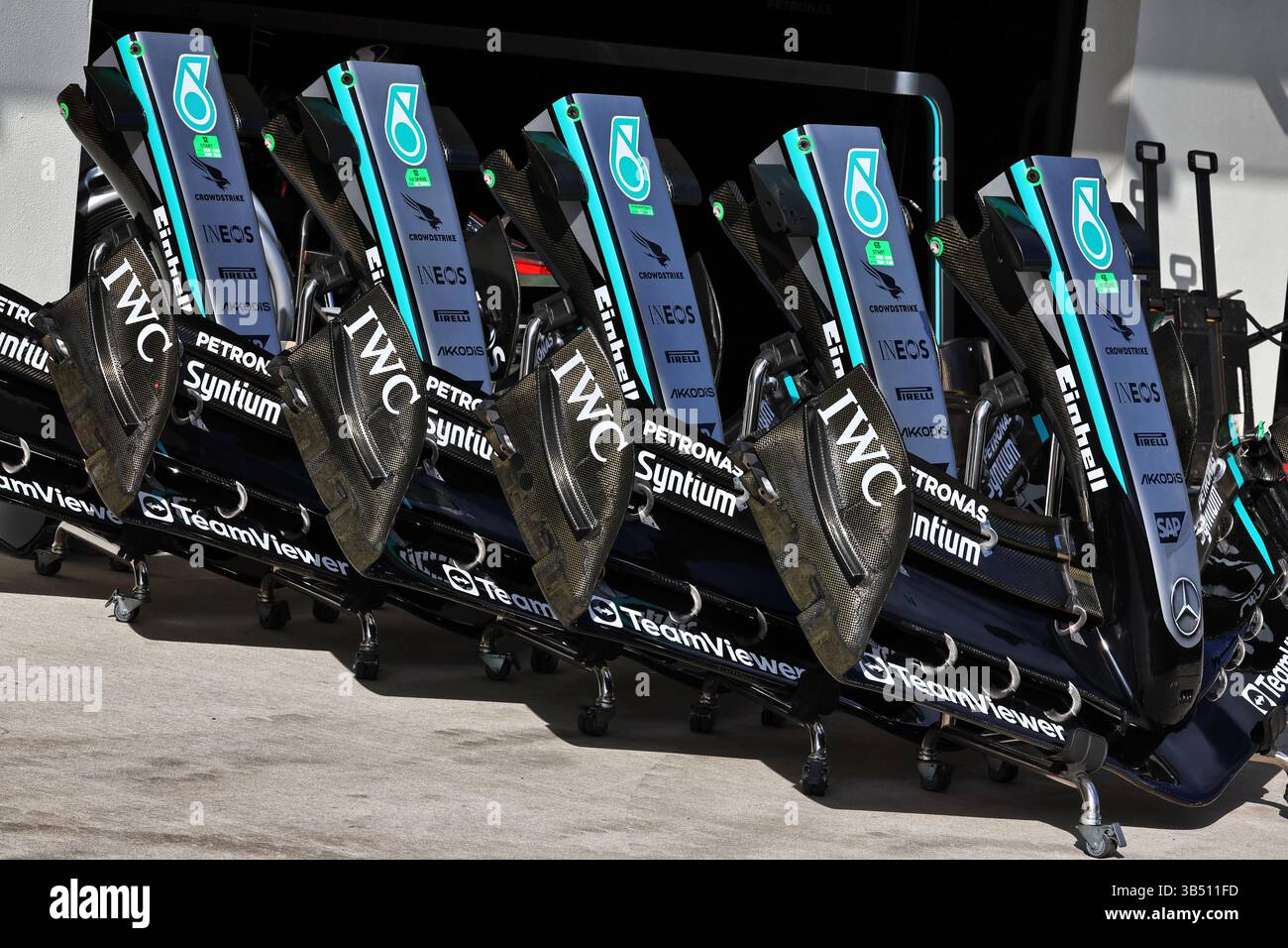 Miami, USA. 01st May, 2025. Mercedes AMG F1 W16 front wings. 01.05.2025 ...