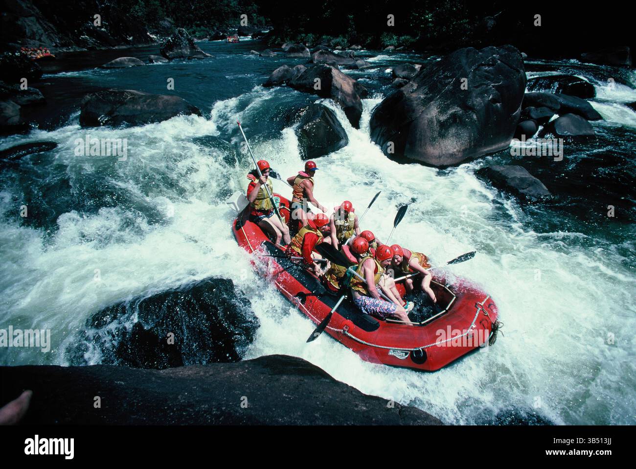 Australia. Queensland. Tully River. Inflatable rafting. White water ...