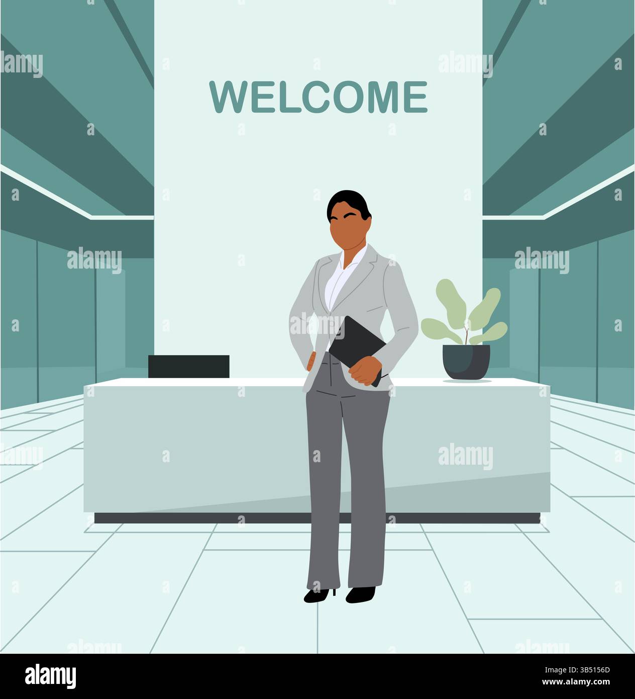 Businesswoman waiting office Stock Vector Images - Alamy