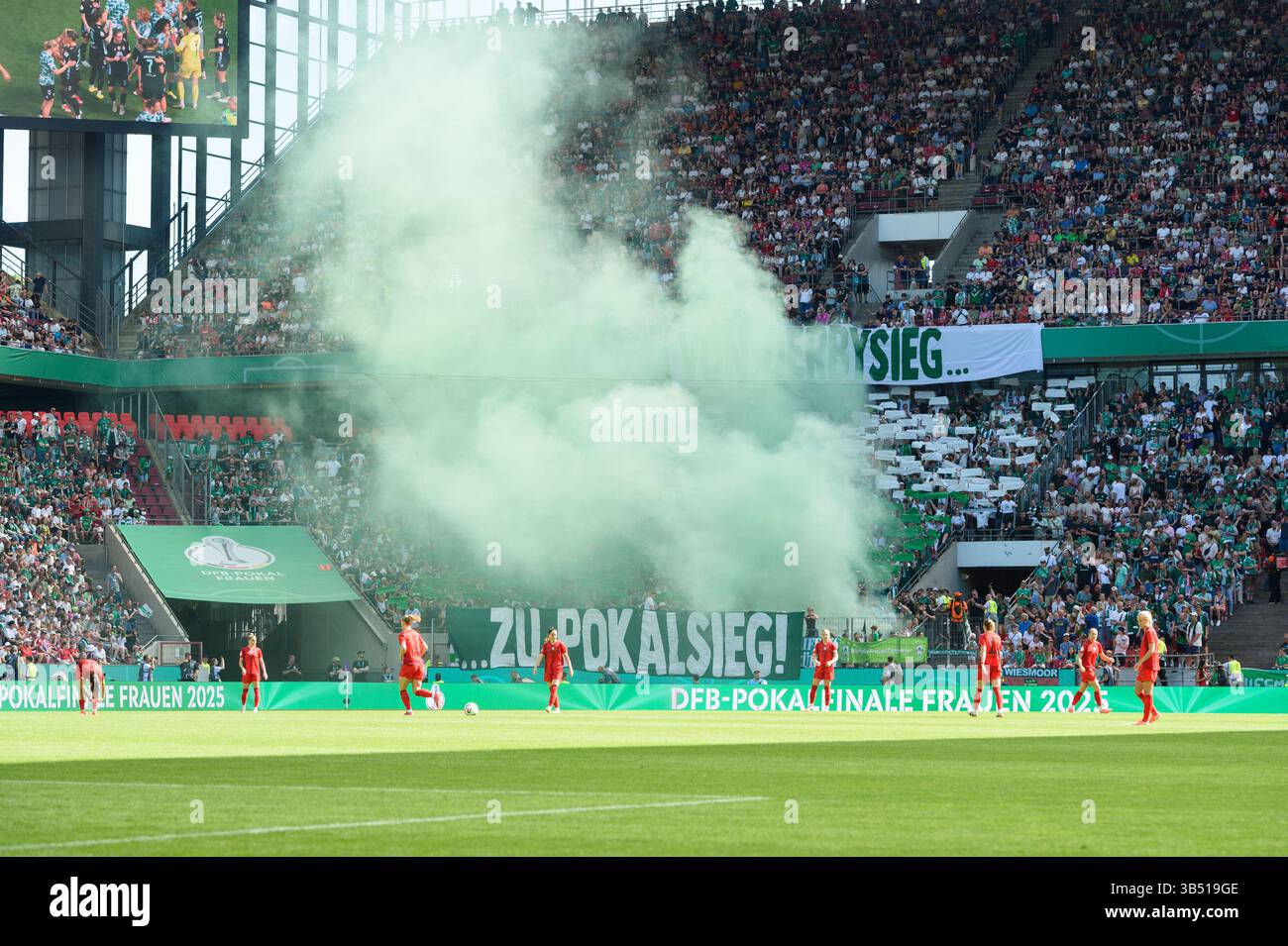 Fans of Werder Bremen with some firework during the DFB-Cup Final match ...