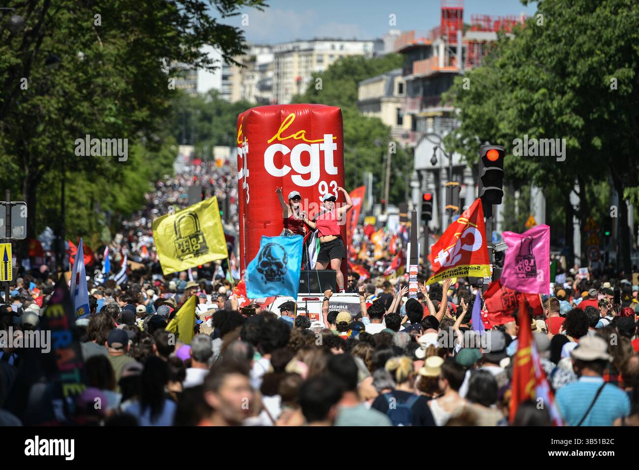 Protesters participate in the annual Labour Day rally on May 1, 2025 ...