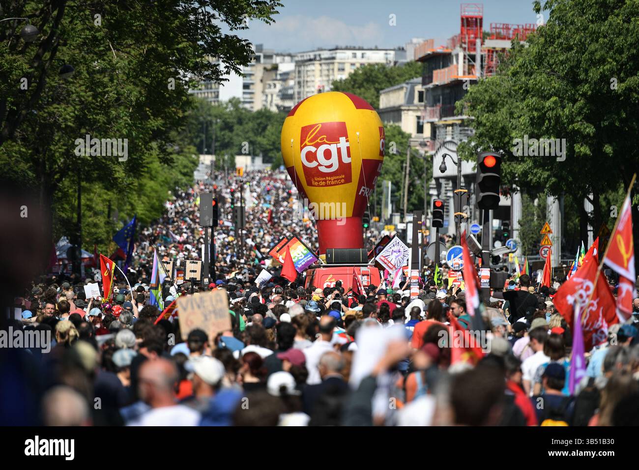 Protesters participate in the annual Labour Day rally on May 1, 2025 ...