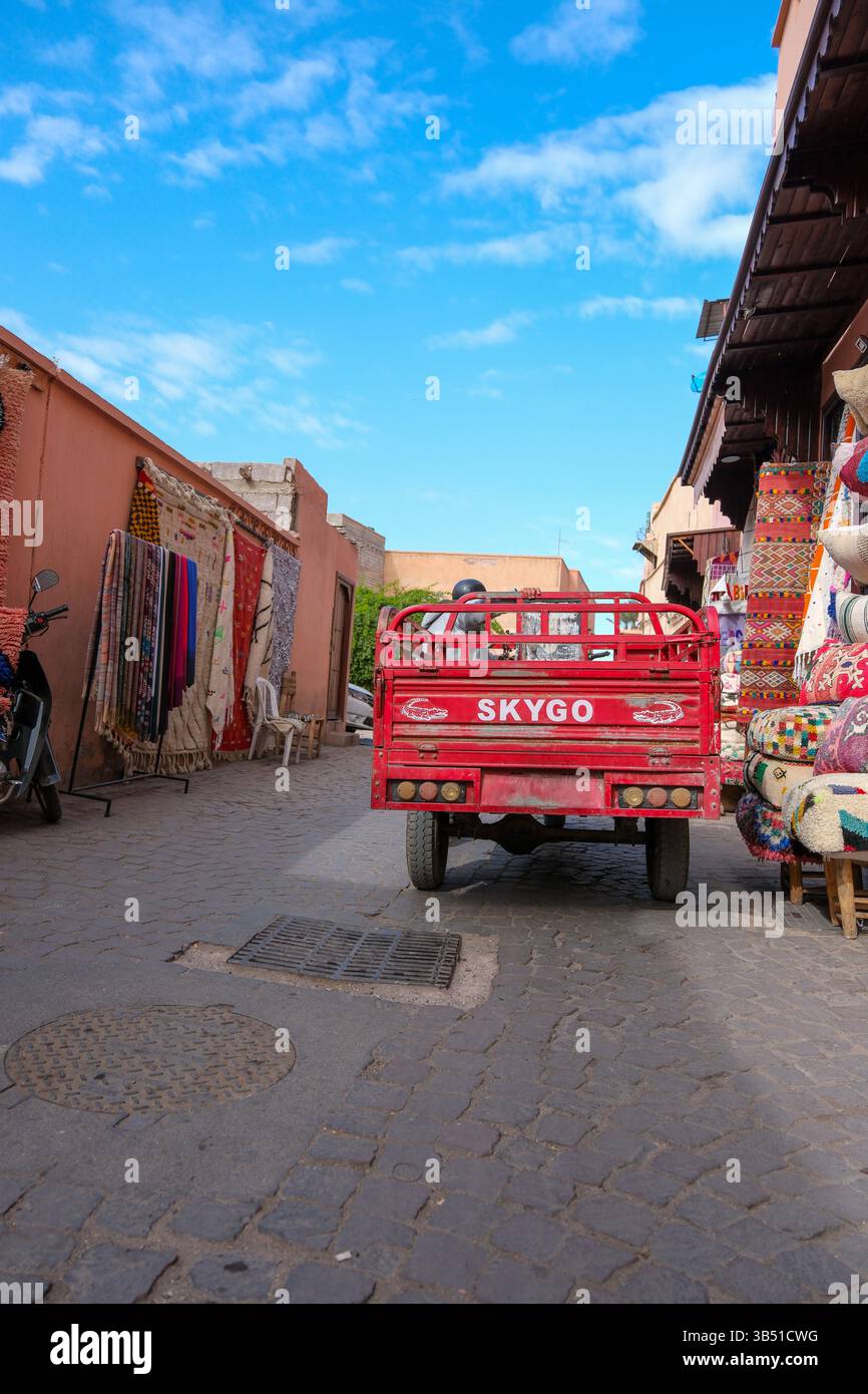 30 DEC 2024 Marrakesh, Morocco - A traditional street scene in the old ...