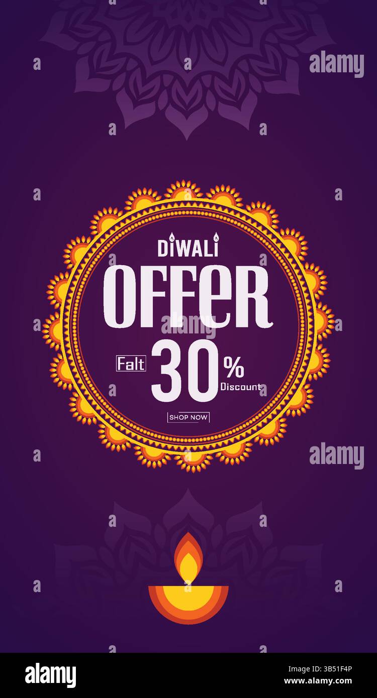 Diwali sale | promotion with mandala and lit diya Stock Vector Image ...