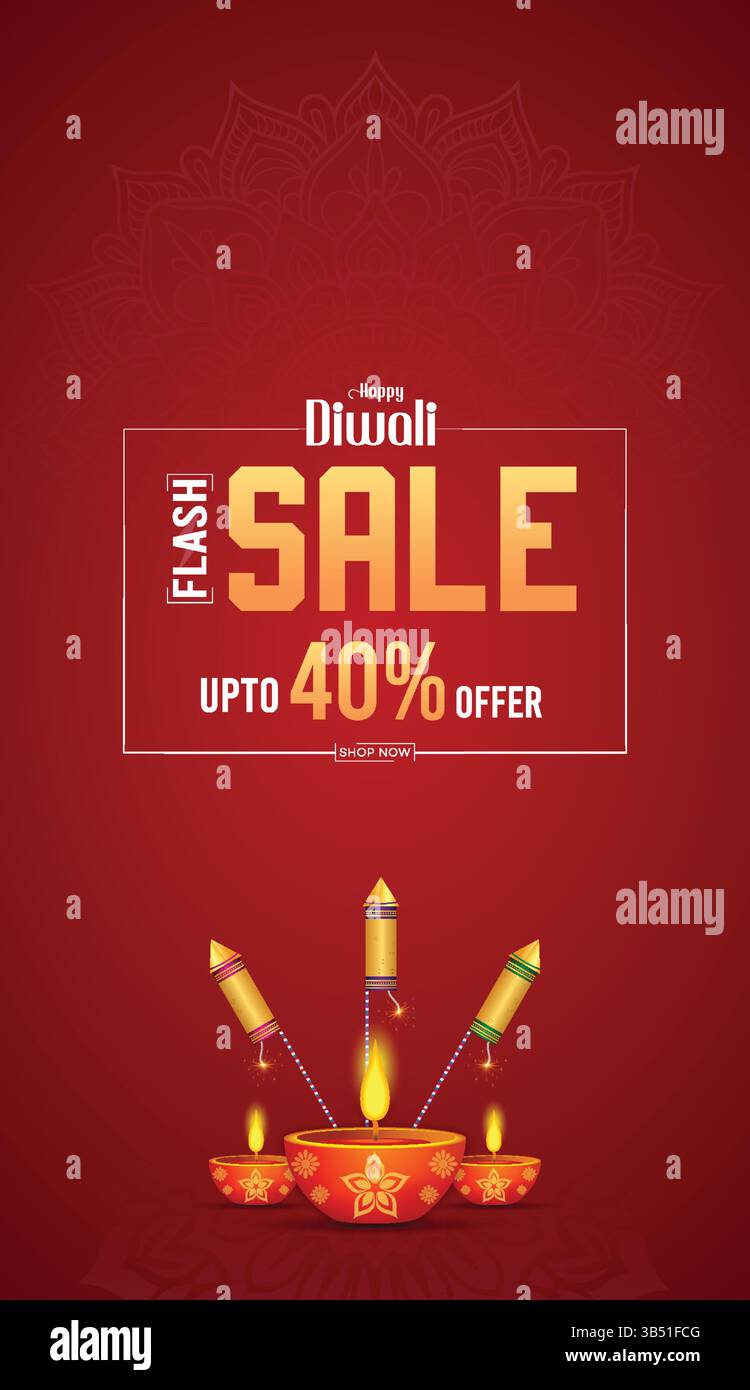 Diwali sale | promotion with mandala and lit diya Stock Vector Image ...
