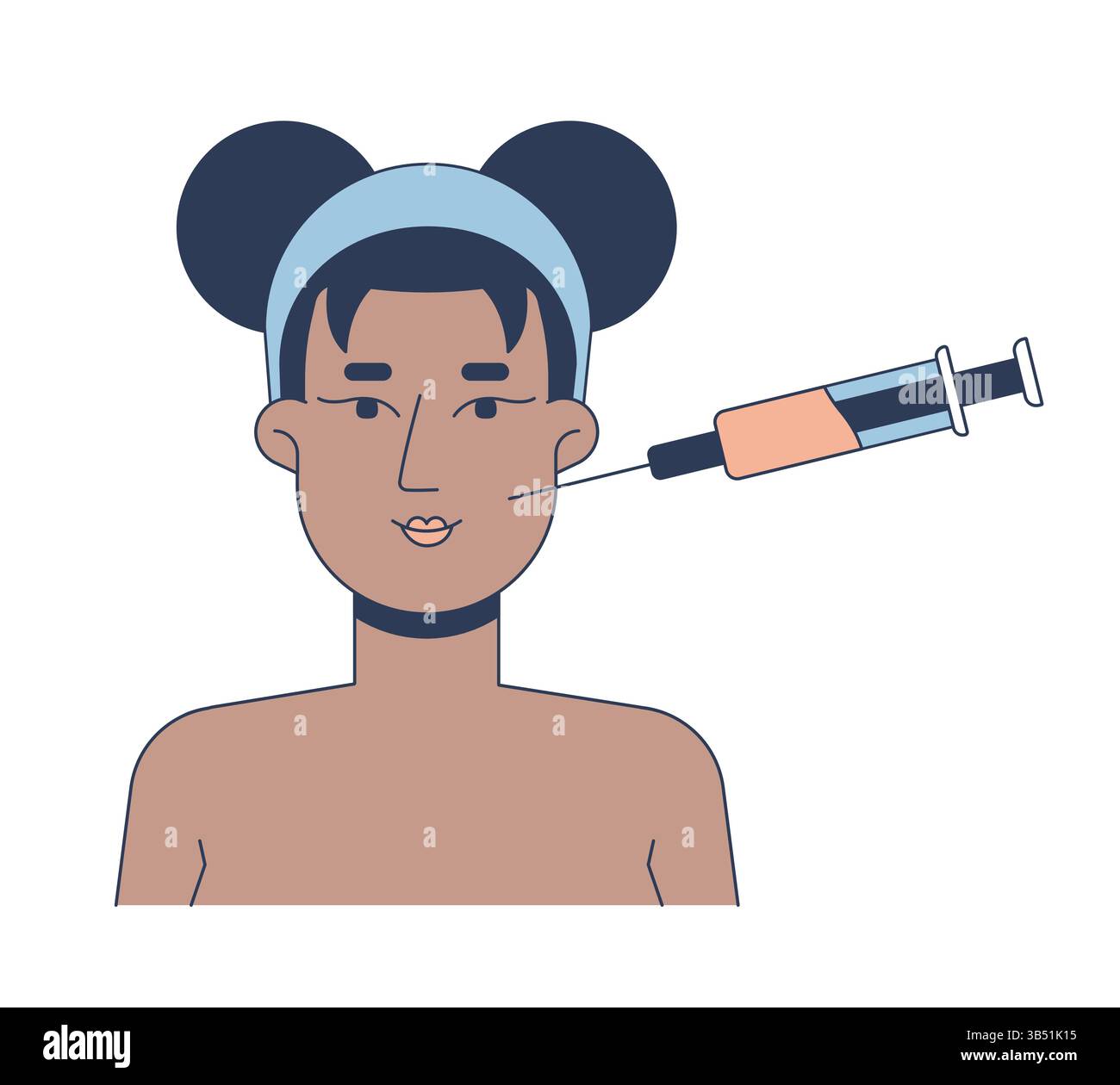 Black woman receiving cosmetic injection for cheek filler 2D ...