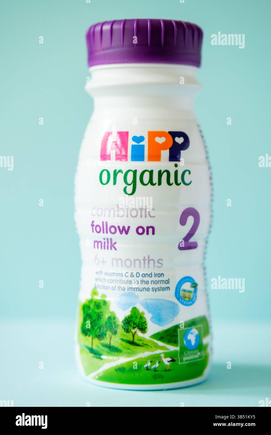 London UK, May 01 2025, Plastic Bottle or Container of Hipp Organic ...