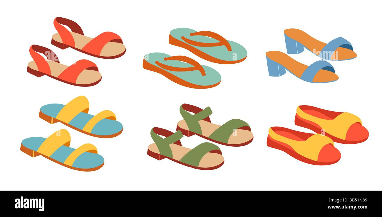 Women sandals illustration Cut Out Stock Images & Pictures - Alamy