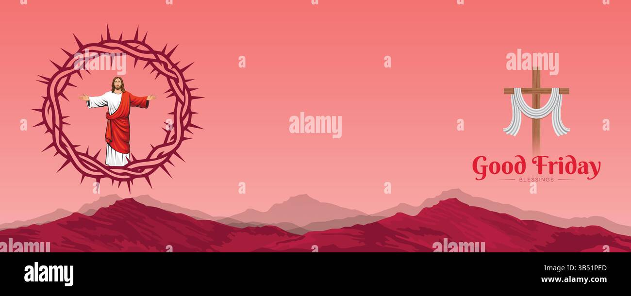 Good Friday Banner | Illustration with Jesus, Crown of Thorns, and ...