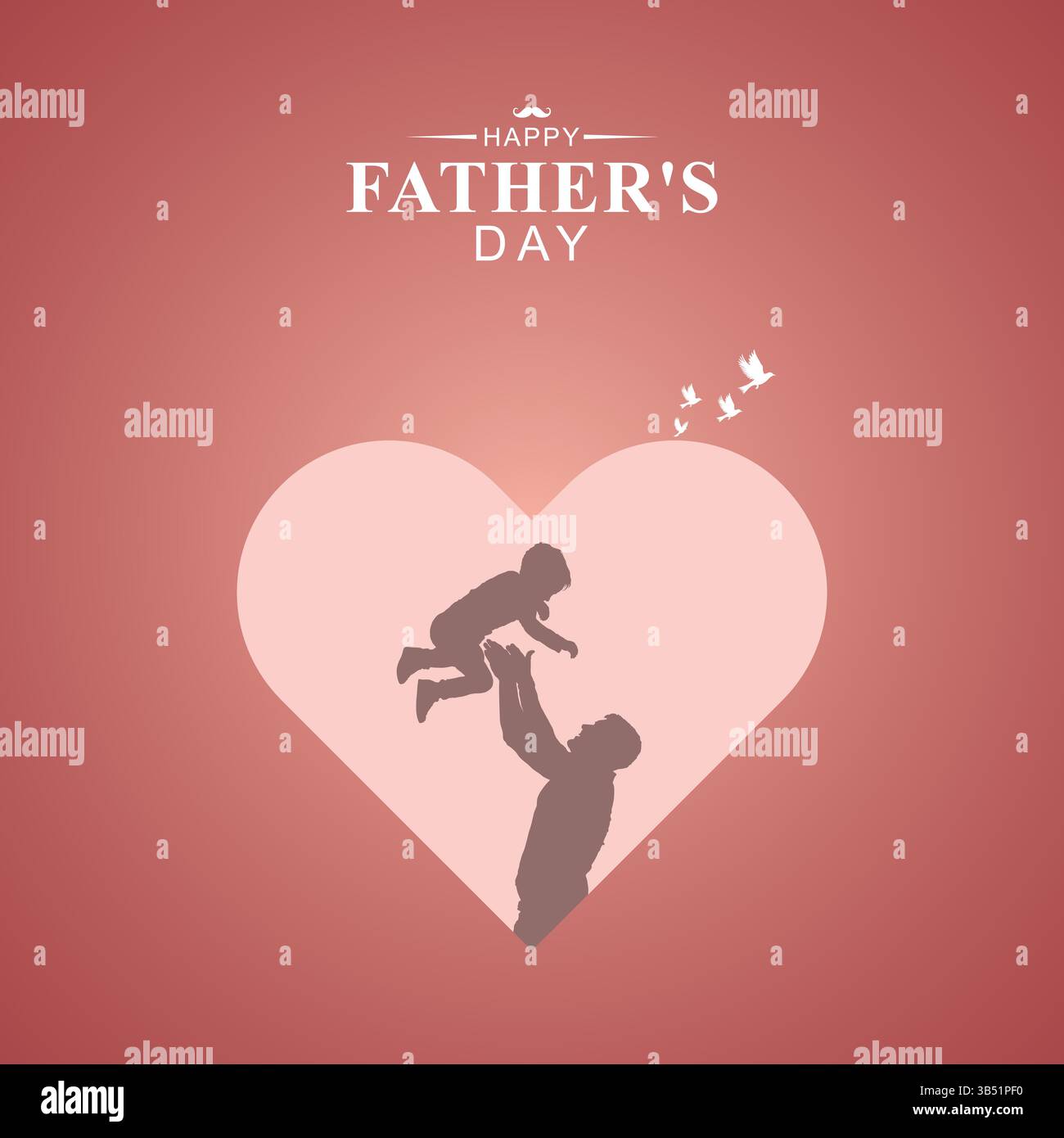 Father's Day Poster | Father Lifting Child Inside Heart with Birds and ...