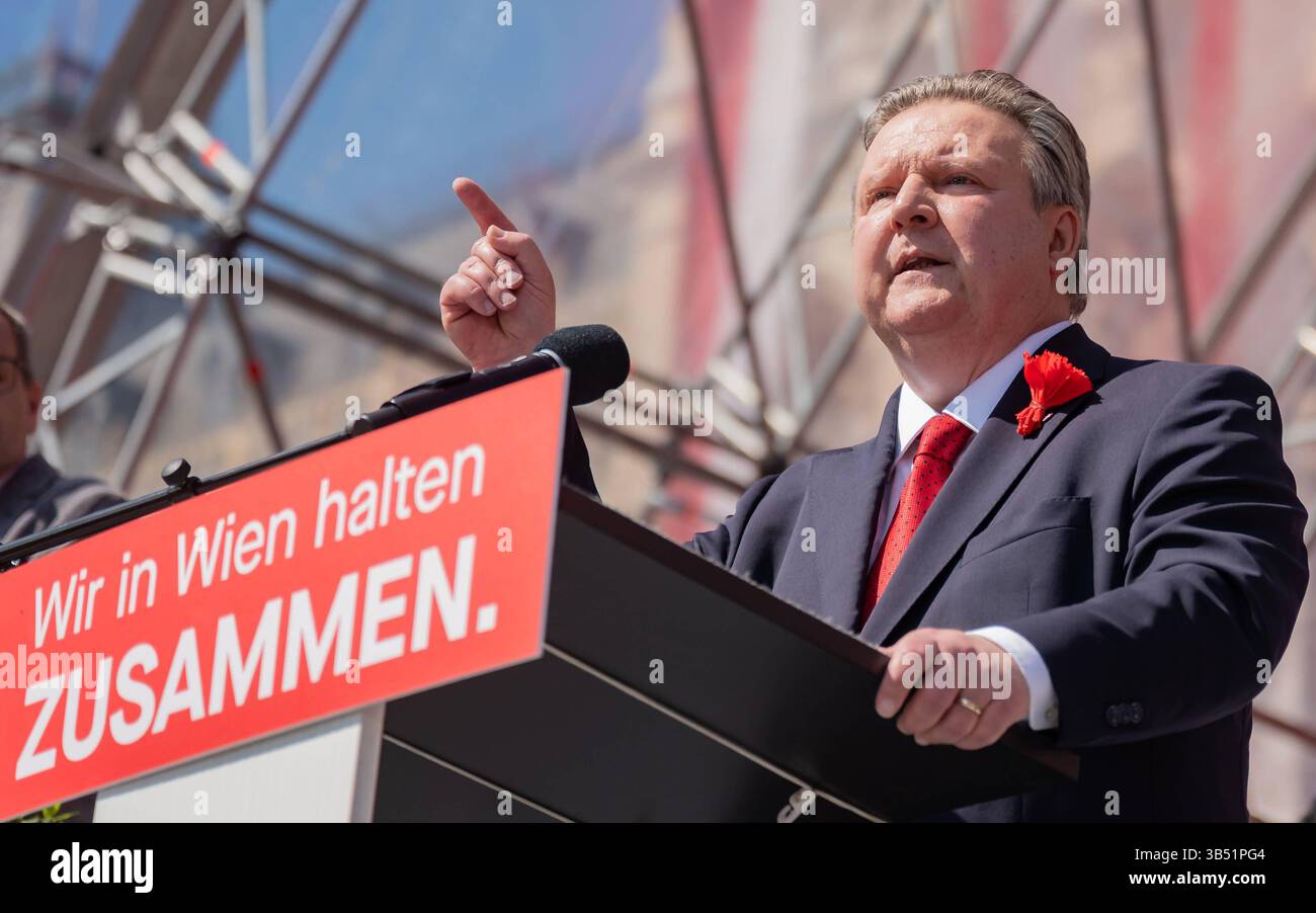 20250501 1. Mai-Kundgebung der SPOe Wien WIEN, OESTERREICH - 01. MAI ...