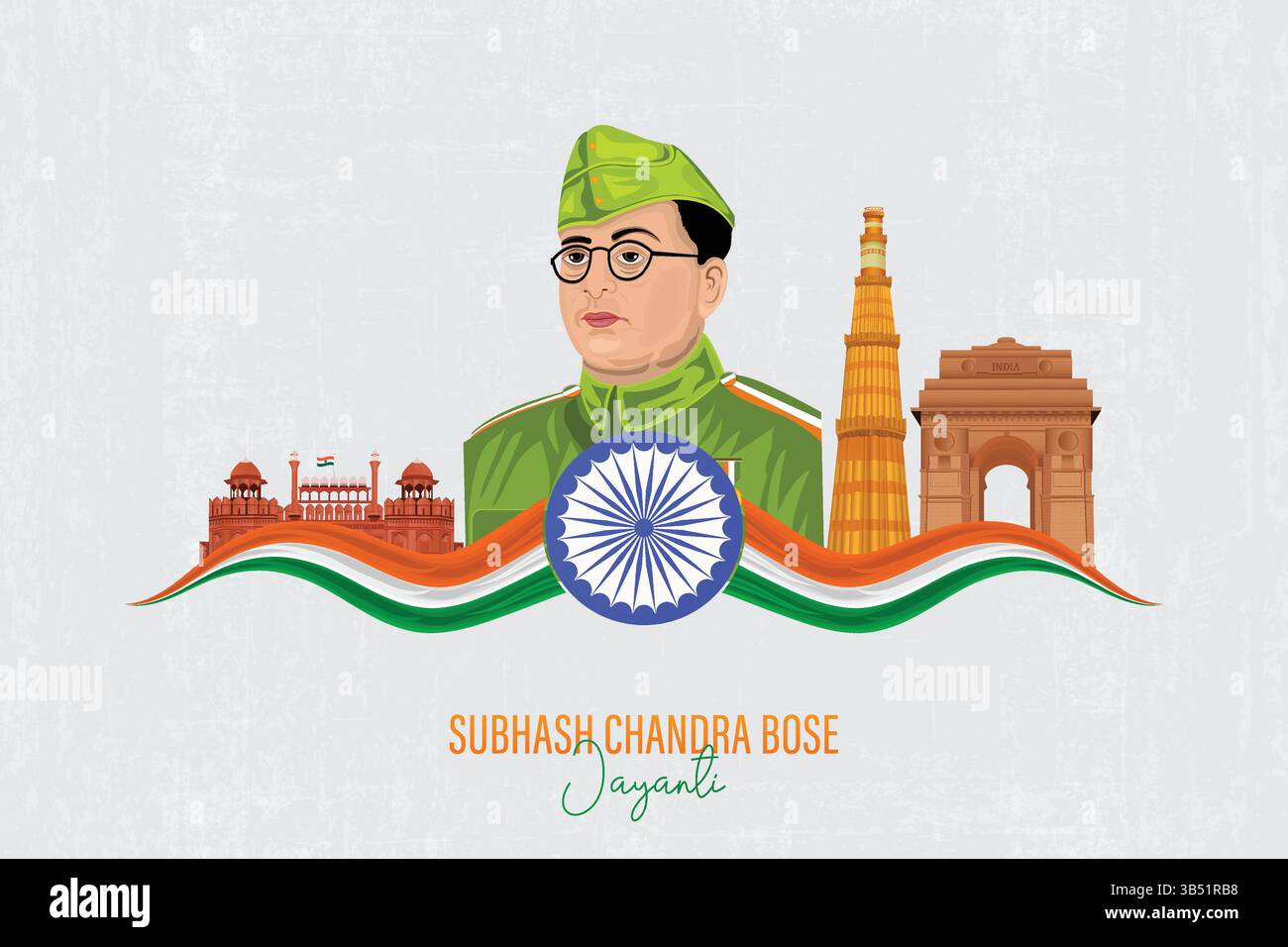 Subhash Chandra Bose Jayanti Banner Tribute with Iconic Indian ...