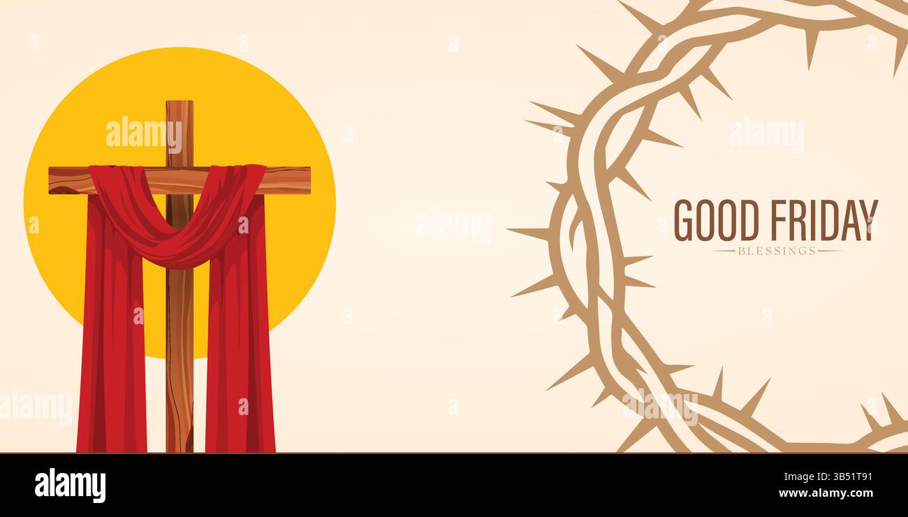 Good Friday Banner | Illustration with Jesus, Crown of Thorns, and ...