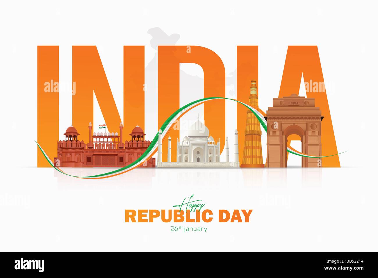 Republic Day Banner | Celebration with Landmarks and National Flag ...