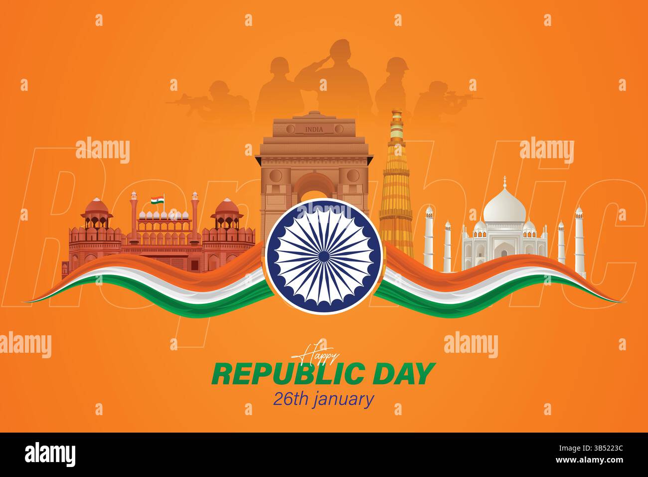 Republic Day Banner | Celebration with Landmarks and National Flag ...