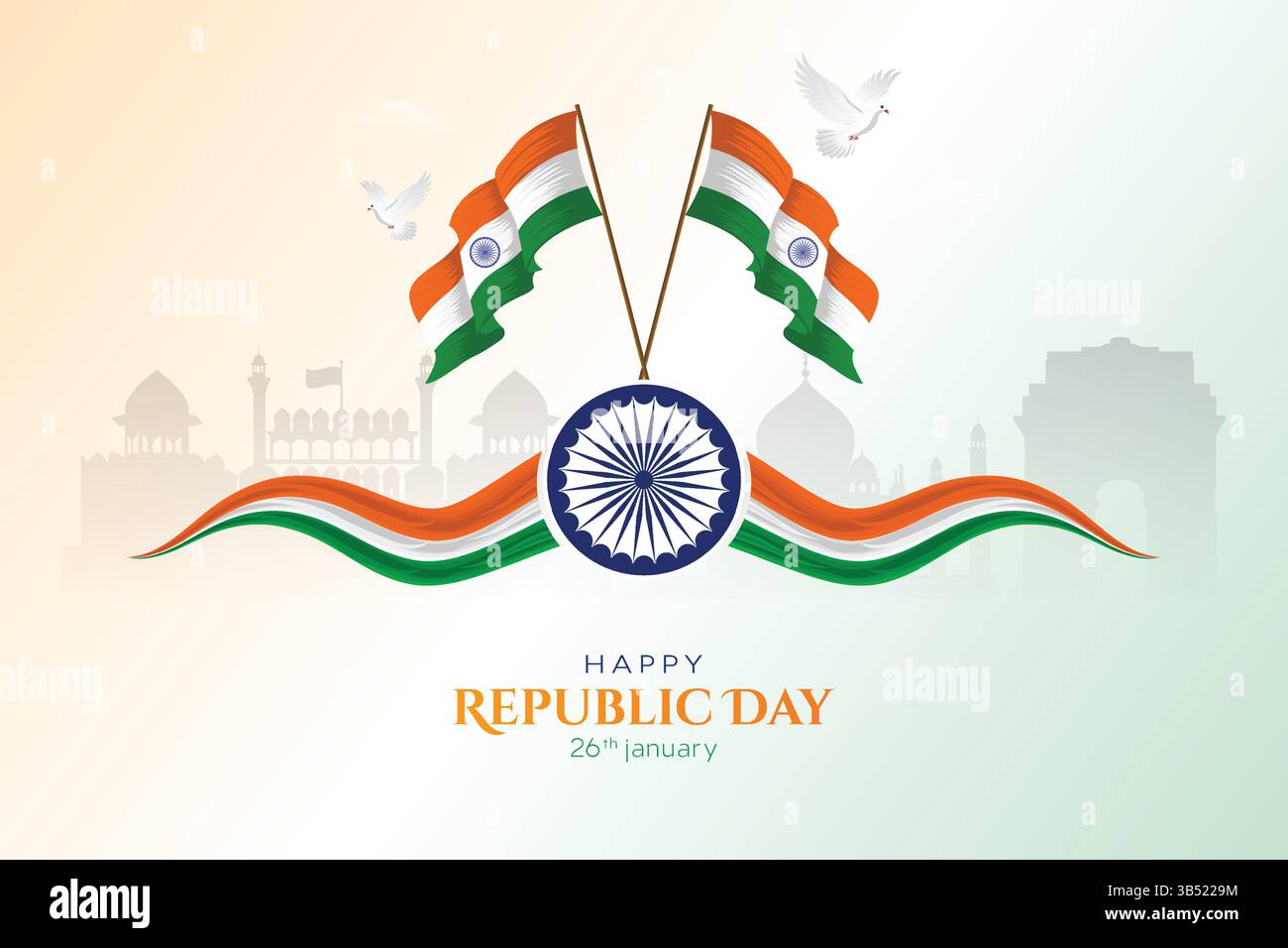 Republic Day Banner | Celebration with Landmarks and National Flag ...