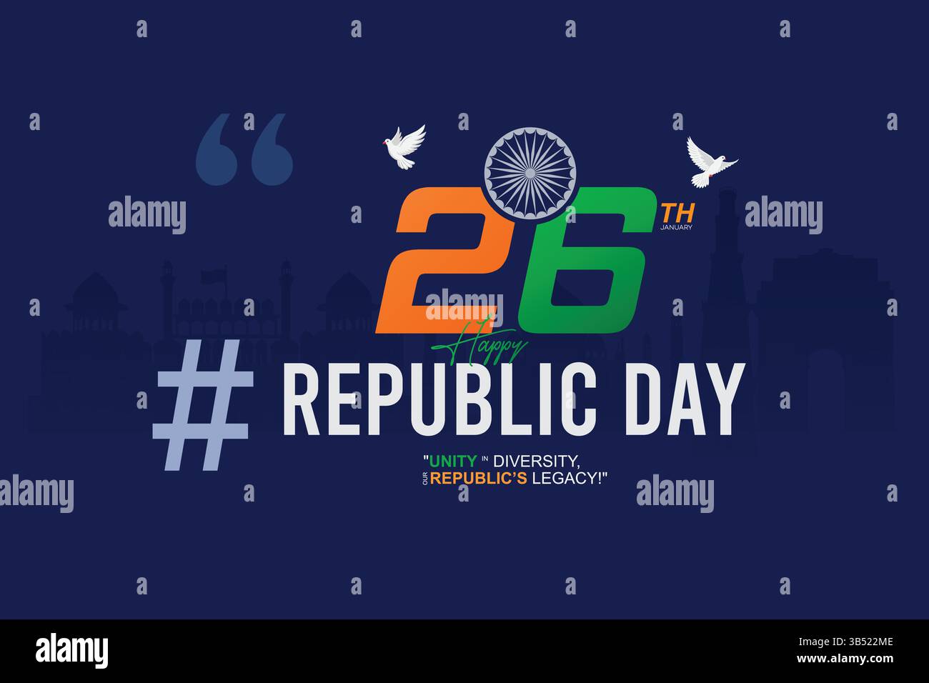 Republic Day Banner | Celebration with Landmarks and National Flag ...