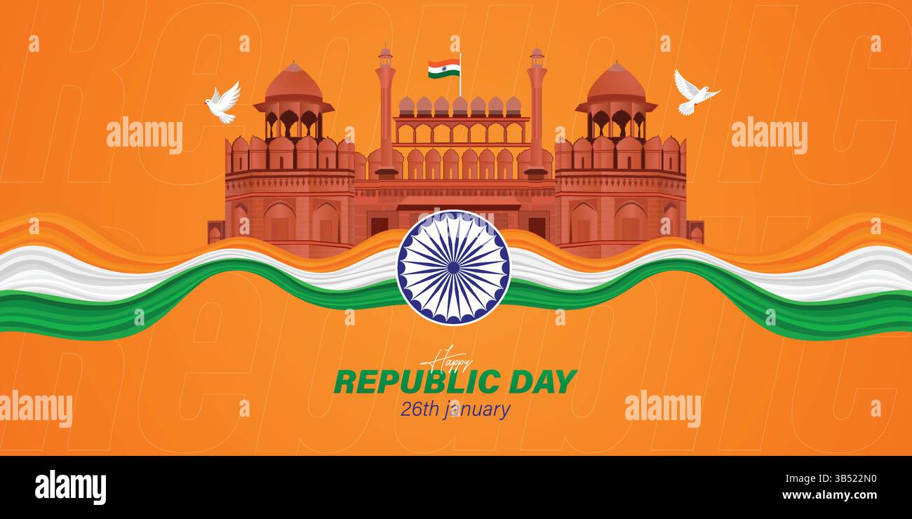 Republic Day Banner | Celebration with Landmarks and National Flag ...