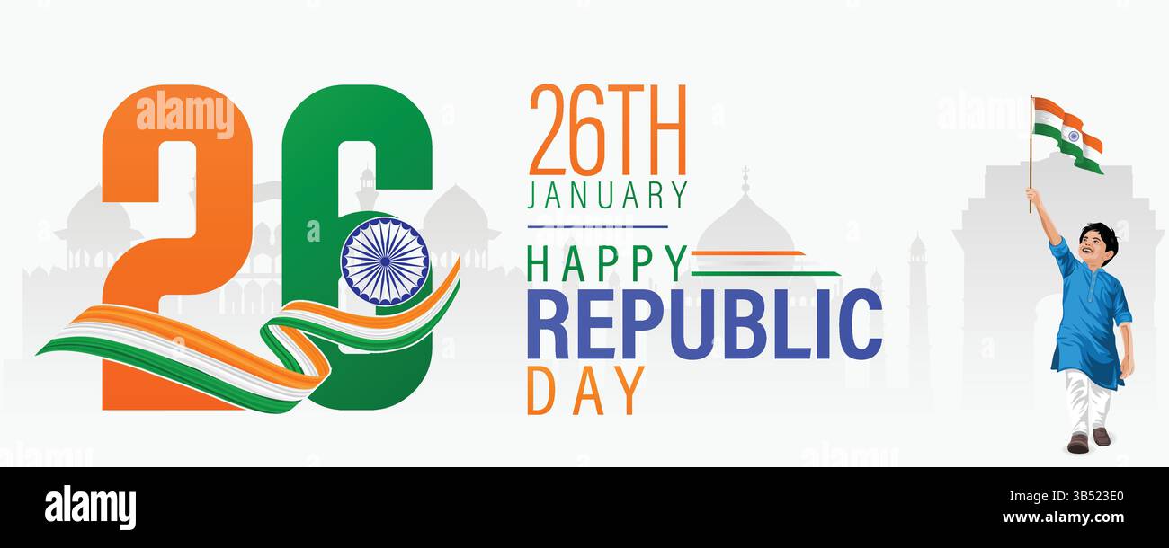 Republic Day Banner | Celebration with Landmarks and National Flag ...