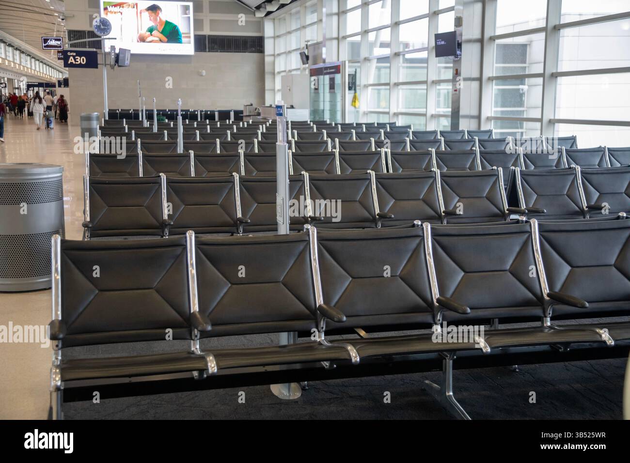 Detroit, Michigan - An empty waiting area in the McNamara Terminal at ...